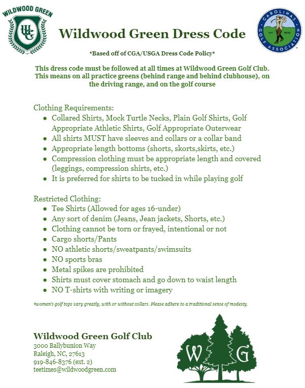 Wildwood Green Dress Code - Wildwood Green Golf Club; Where Champions Play!